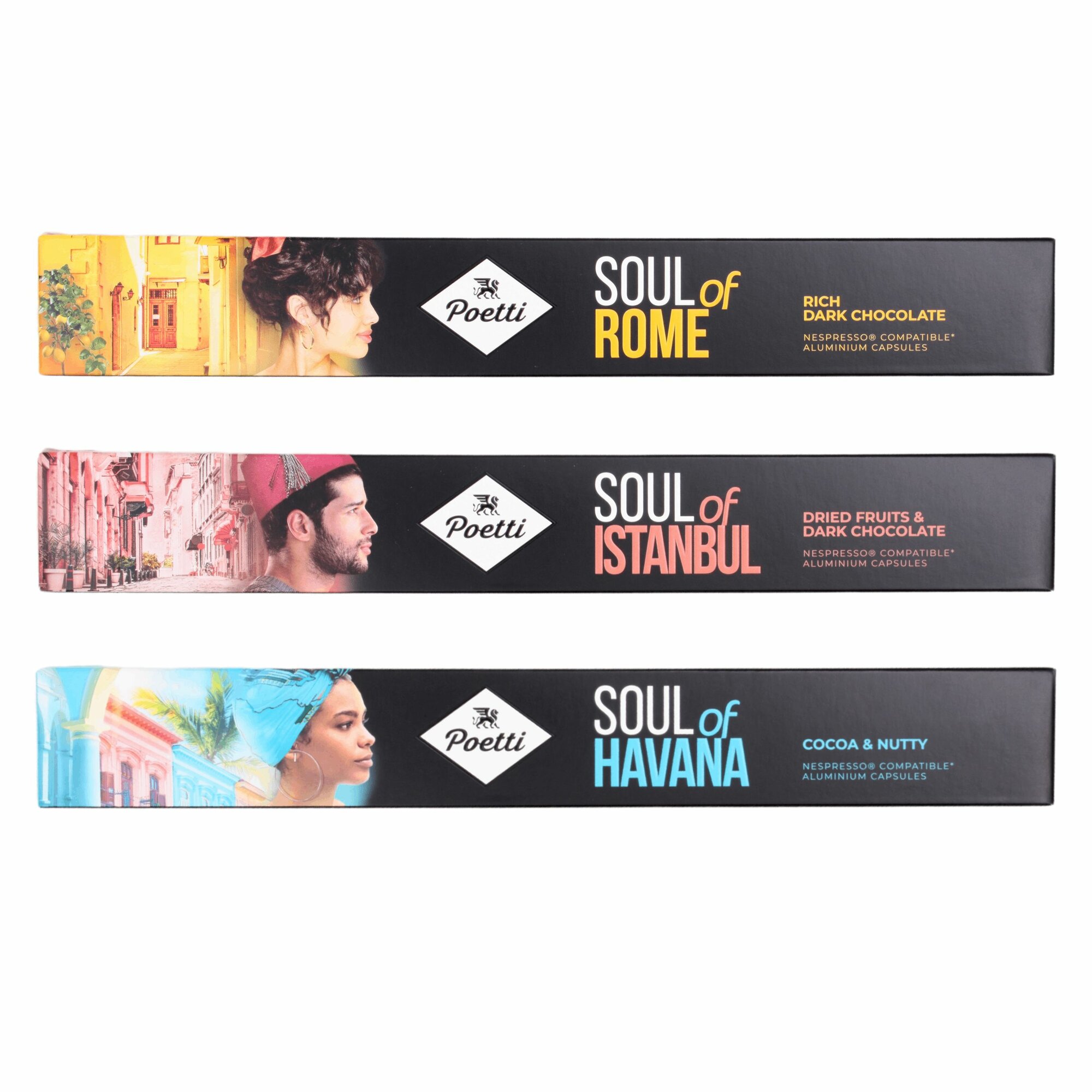Кофе молотый Poetti Soul Rome, Istanbul, Havana, набор из 3 капсул