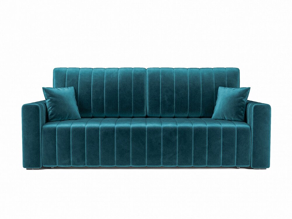 Прямой диван Лондон 2 Зеленый Вельвет, еврокнижка, 241х104х91 см, с ящиком для белья