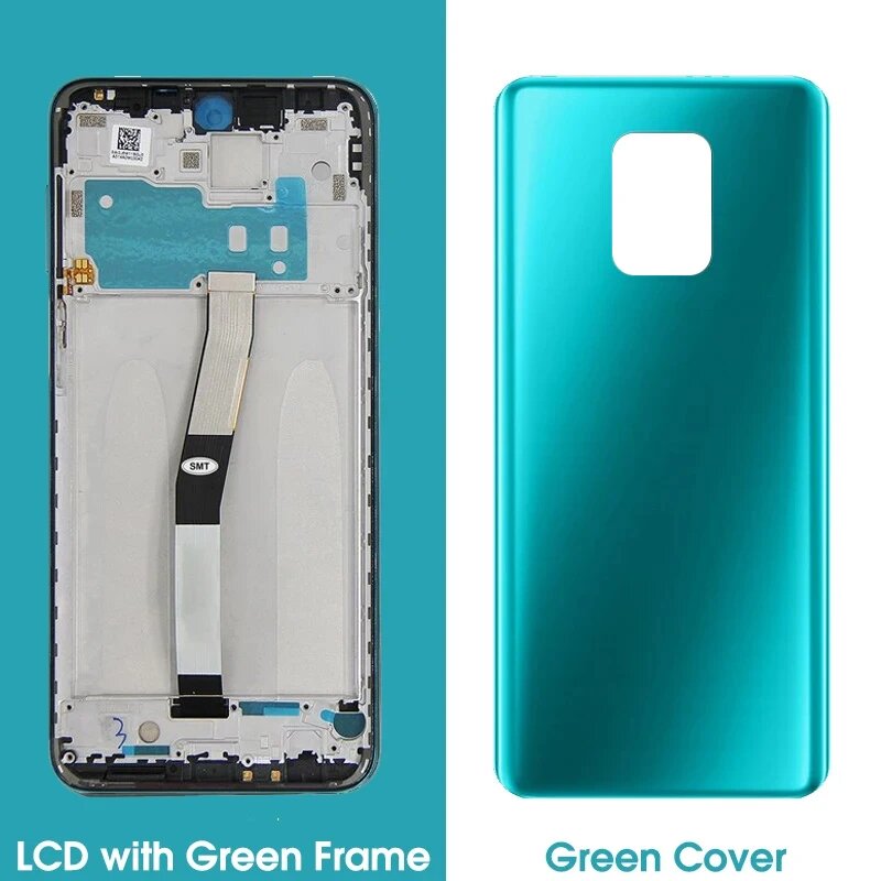 6,67-дюймовый экран для Xiaomi Redmi Note 9S M2003J6A1G, ЖК-дисплей, цифровой сенсорный экран с рамкой для замены Redmi Note 9 Pro Green Frame I Cover