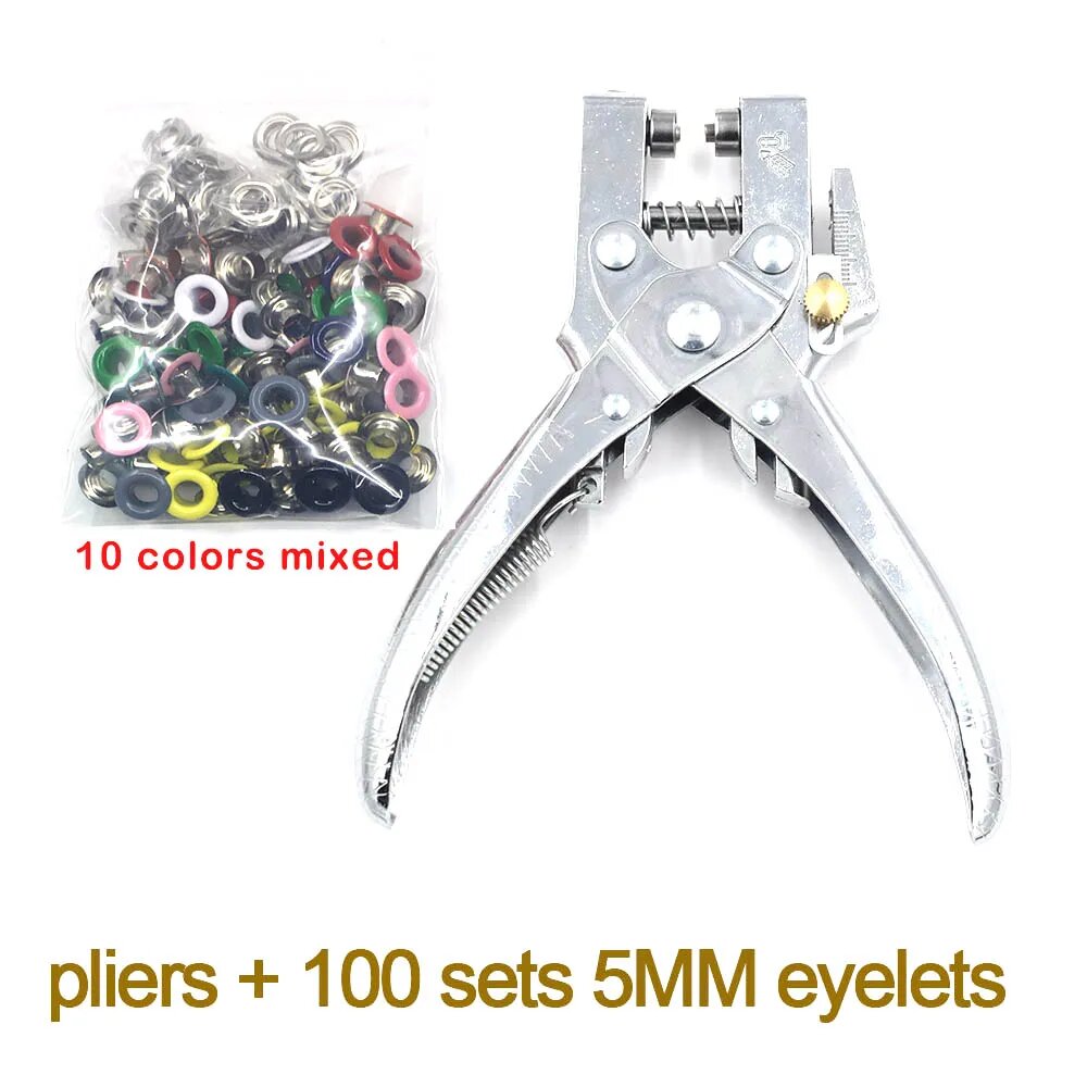 100 наборов/5 мм люверсов + инструмент для установки Рычажные клещи металлические заклепки Кнопка пресс-форма портативные плоскогубцы для монтажа кнопок