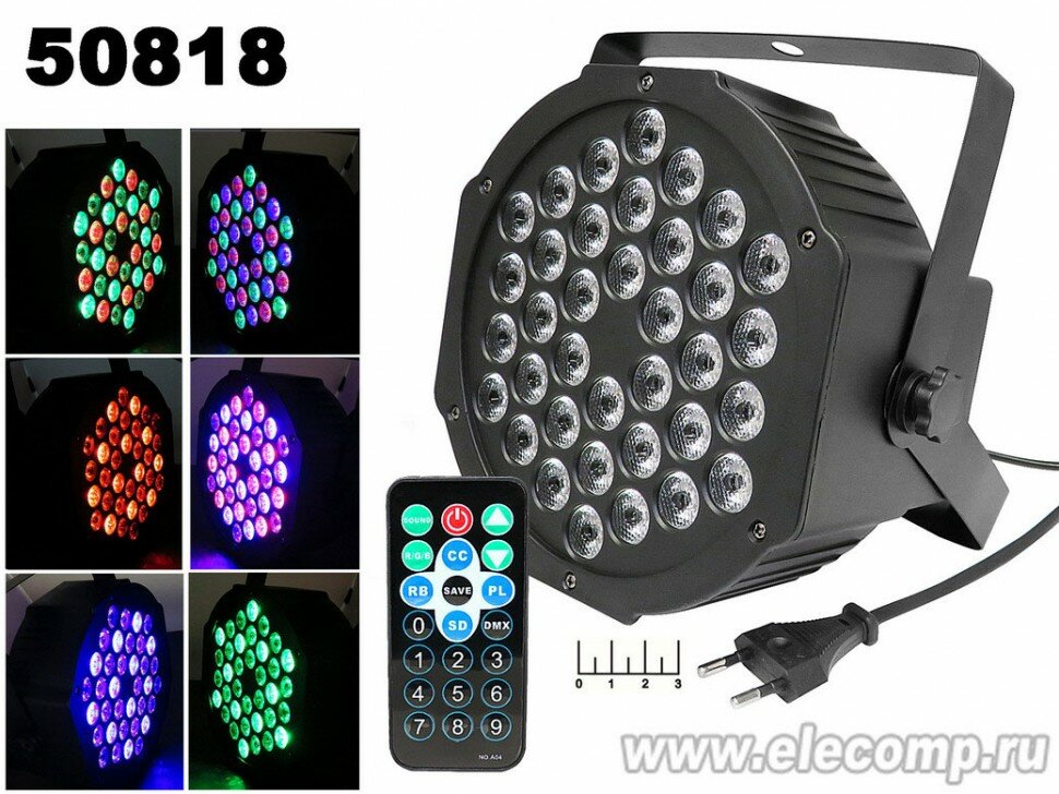 Светодинамическая установка LED PAR 36*3W DMX512 + ПДУ (RGB)