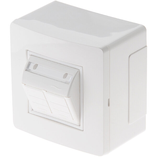 Коробка Brava 10656 в сборе с 2 розетками RJ45, кат.5е телефон/компьютер белая ДКС Тверь (2 шт. в наборе)
