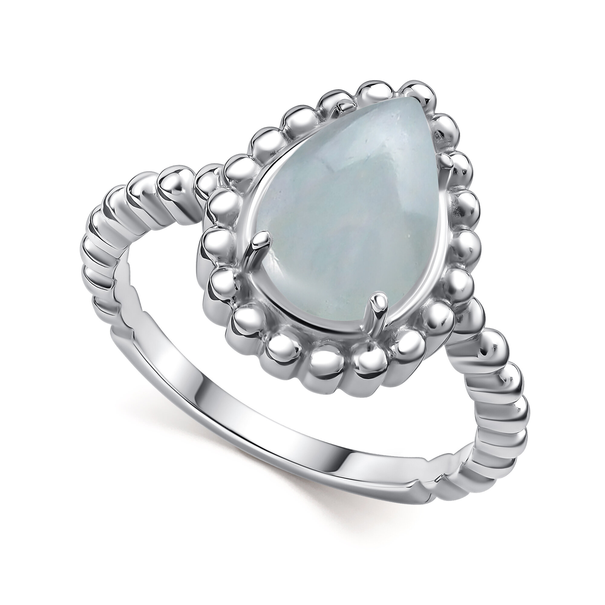 Кольцо, серебро, 925 проба, родирование, аквамарин