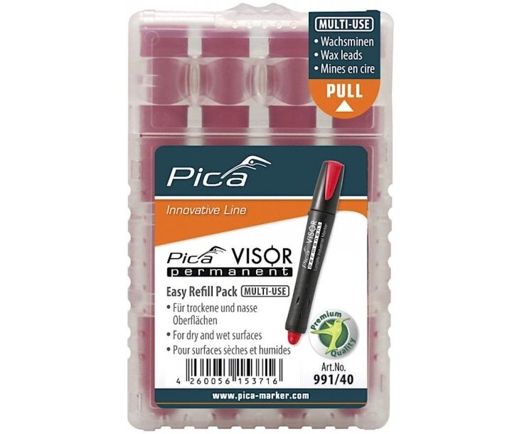 Сменные грифели для маркера Visor permanent Красный 4 шт PICA-MARKER 991/40