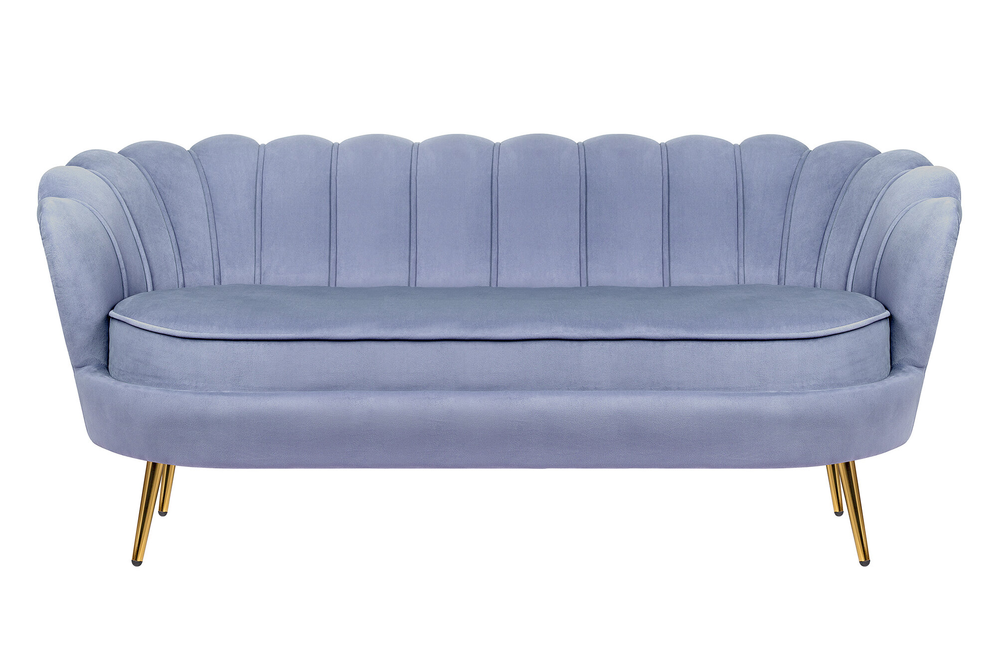 Прямой дизайнерский диван ракушка, Pearl triple blue, интерьерный, синий