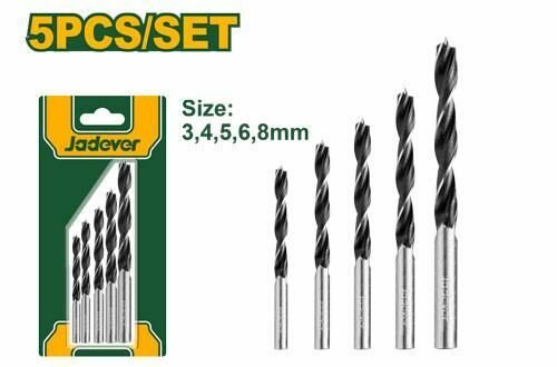 Набор сверл по дереву 5 шт (3-8мм) JADEVER JDSJ3K01