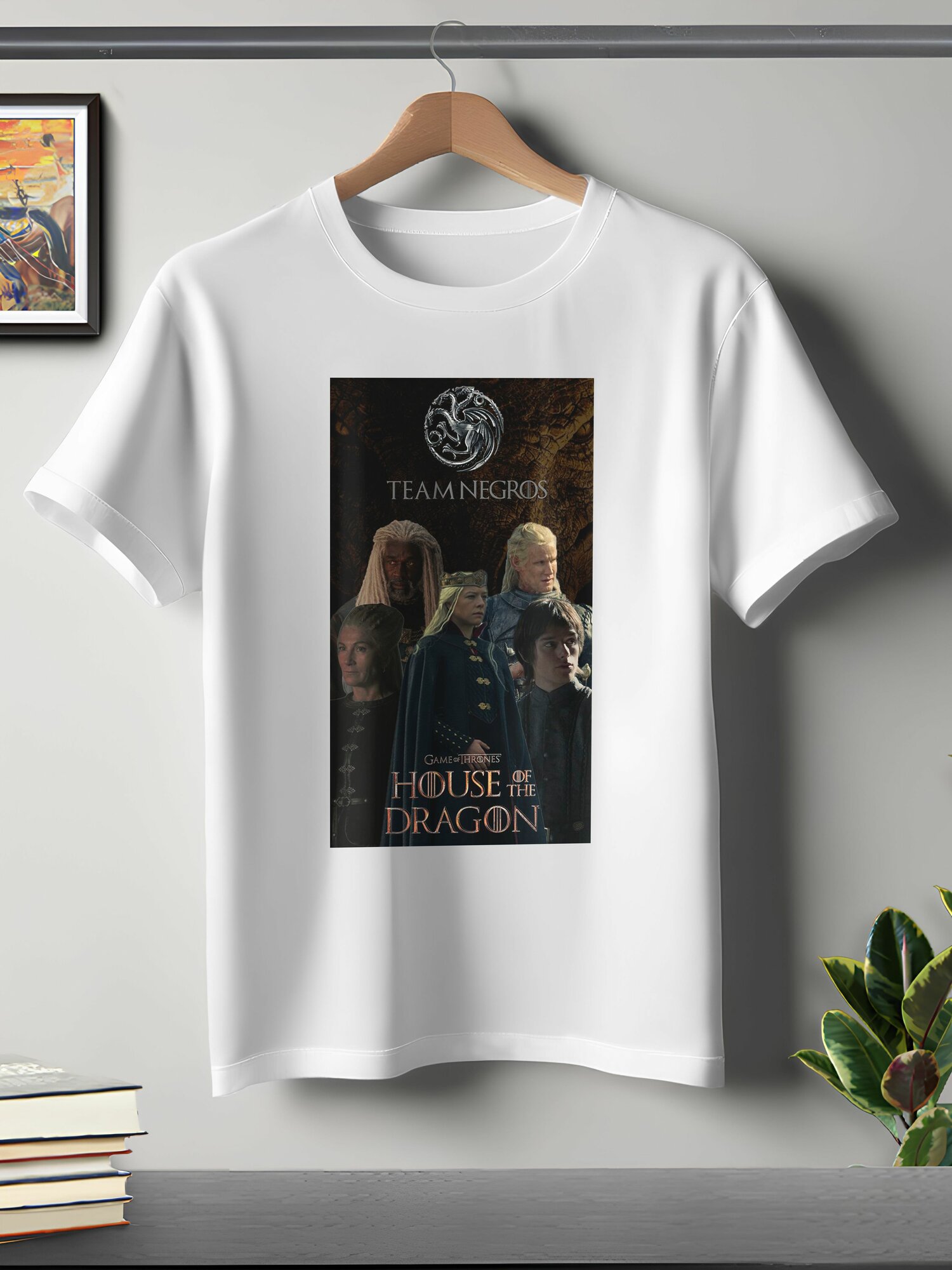 Футболка ONEQ унисекс 46-48 (M) размер с принтом Дом Дракона, белая