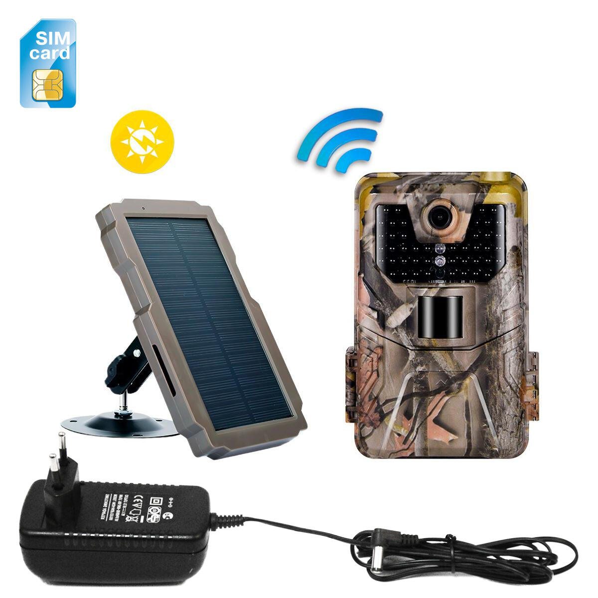 Набор: Wi-Fi 4К фотоловушка для дачи с аккумуляторной солнечной батареей Filin Wi-Fi(900-ПРОФ) (Ориг) (F81099AN) и SP-Dual-08
