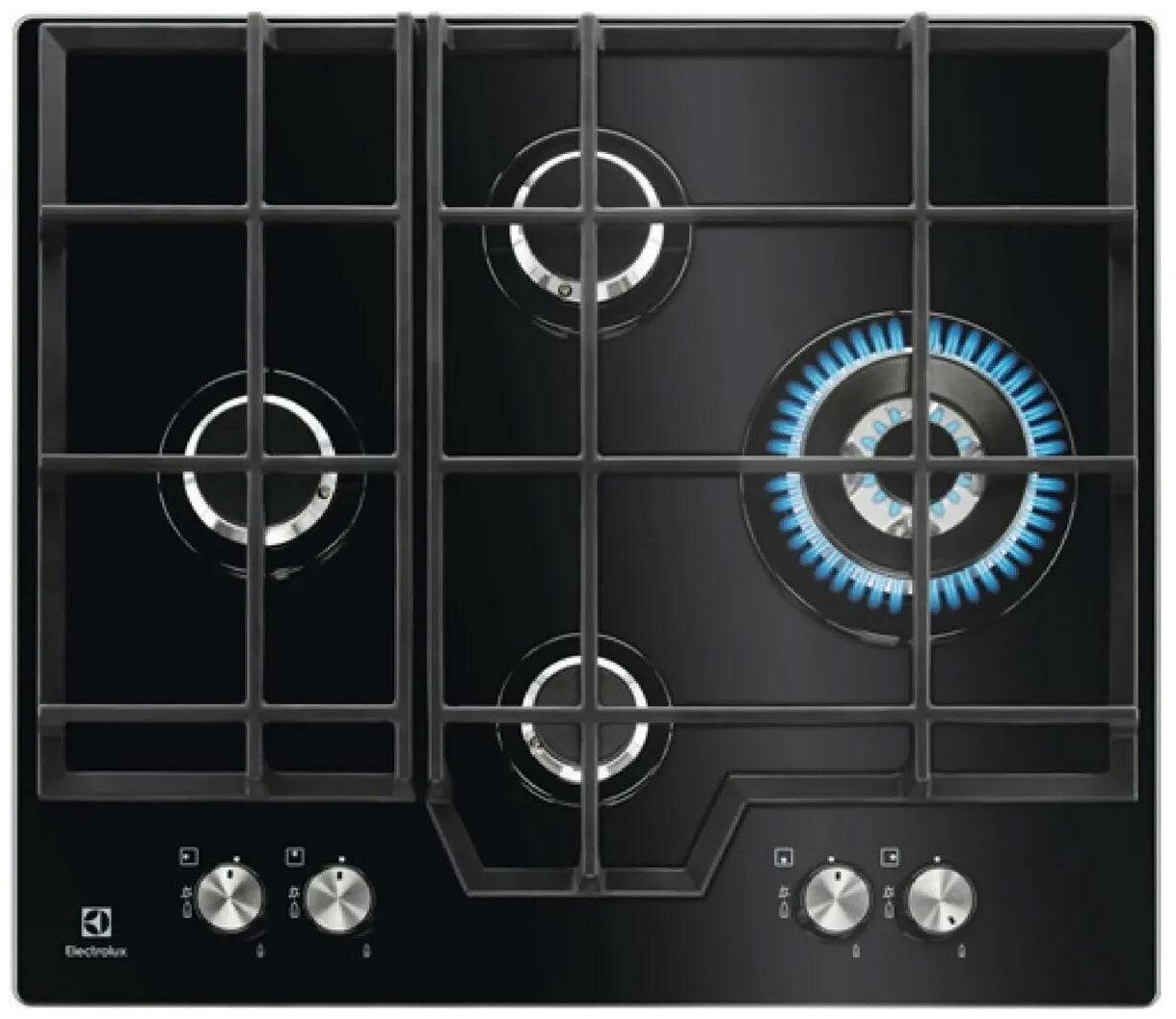 Варочная панель Electrolux KGG6456K 600 Gas on Glass, стекло/чугун, WOK конфорка