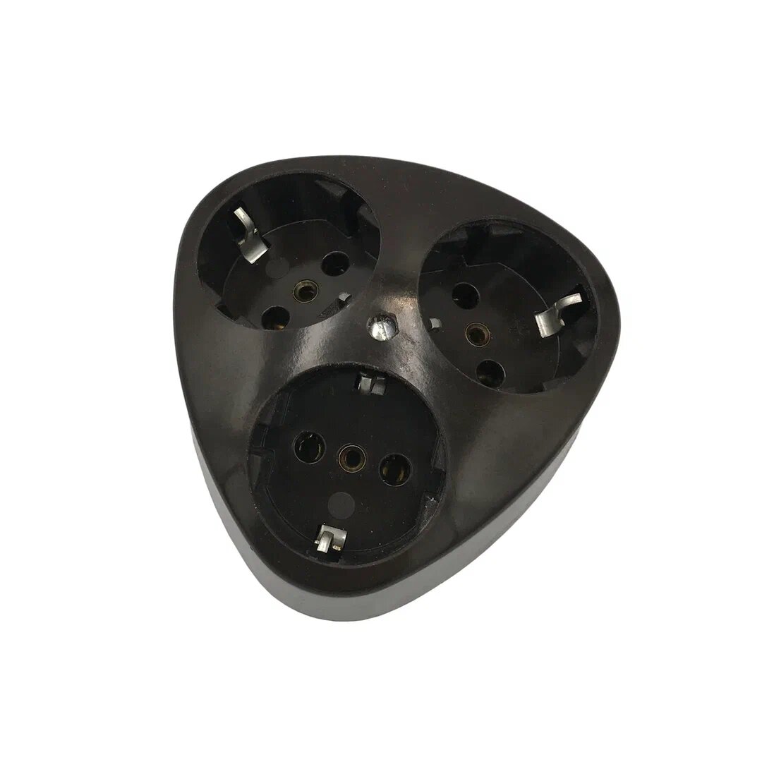 Розетка тройная, для открытой проводки, цвет коричневый, прочный пластик