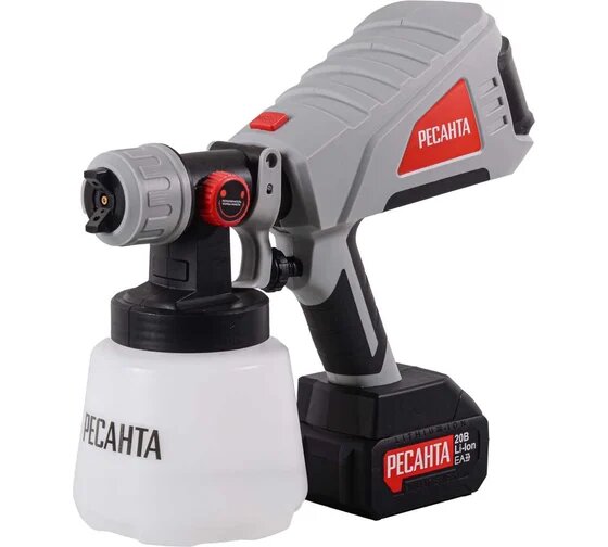 Краскопульт аккумуляторный Ресанта АКП-20Li (в комплекте 1 АКБ и ЗУ) 75/17/3