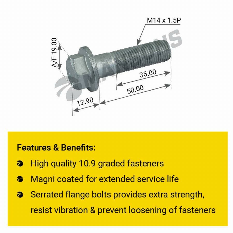 Болт кардана M14*1.5*50 MAN F/M 90/2000/MB 400.818 (Mansons)