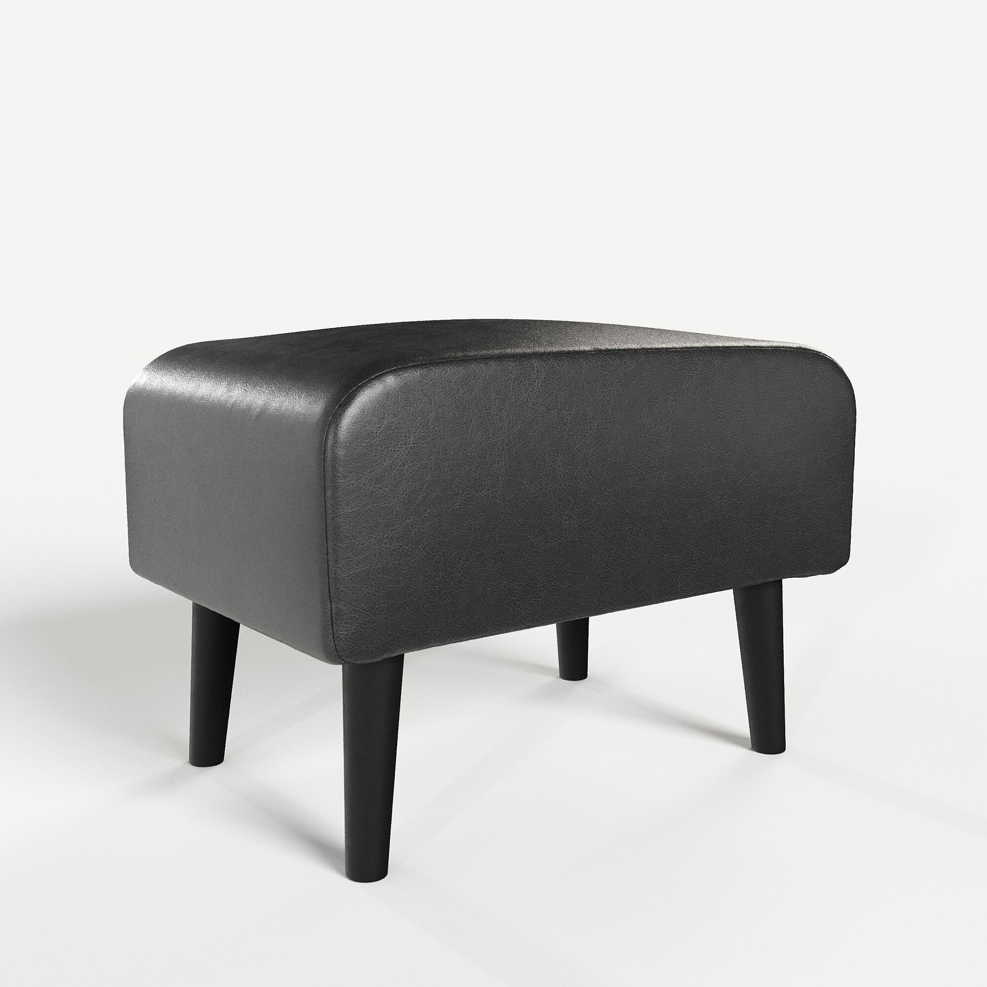 Пуф на высоких ножках Фантазёр из эко-кожи черный. Банкетка, подставка.