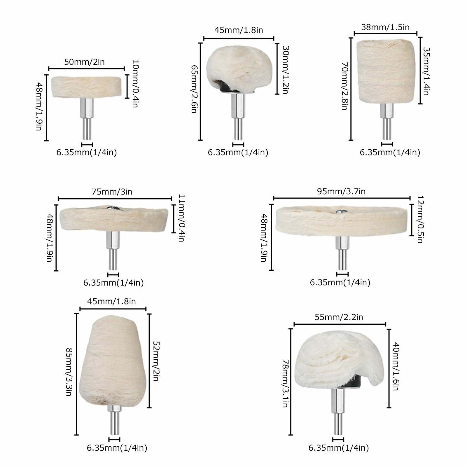 Шт, комплект полировальных кругов, хлопково-фланелевая полировальная дрель с хвостовиком 1/4 дюйма для шлифовки металла и стекла