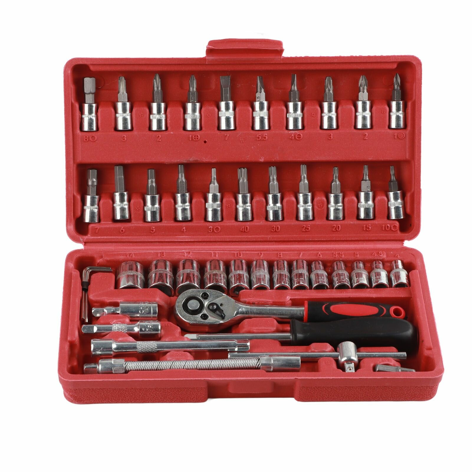 46 шт, набор ручных инструментов с трещоткой, торцевой паз, крест PZ, шестигранная звезда, набор ручных инструментов для технического обслуживания, 46 шт.