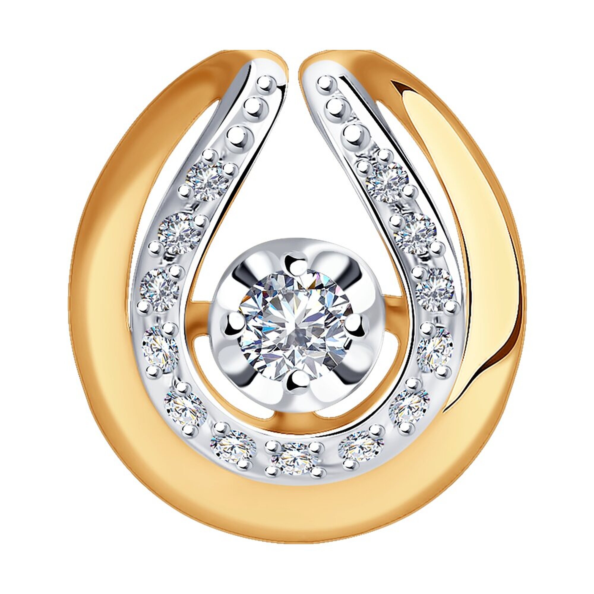 Подвеска, красное золото, 585 проба, бриллиант