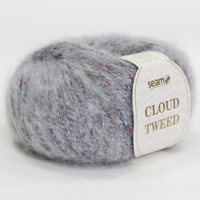 Пряжа Cloud Tweed Seam цвет 84194 серый с голубым отливом, 10*(150м/50г), 40% альпака файн 30% вискоза 30% полиамид