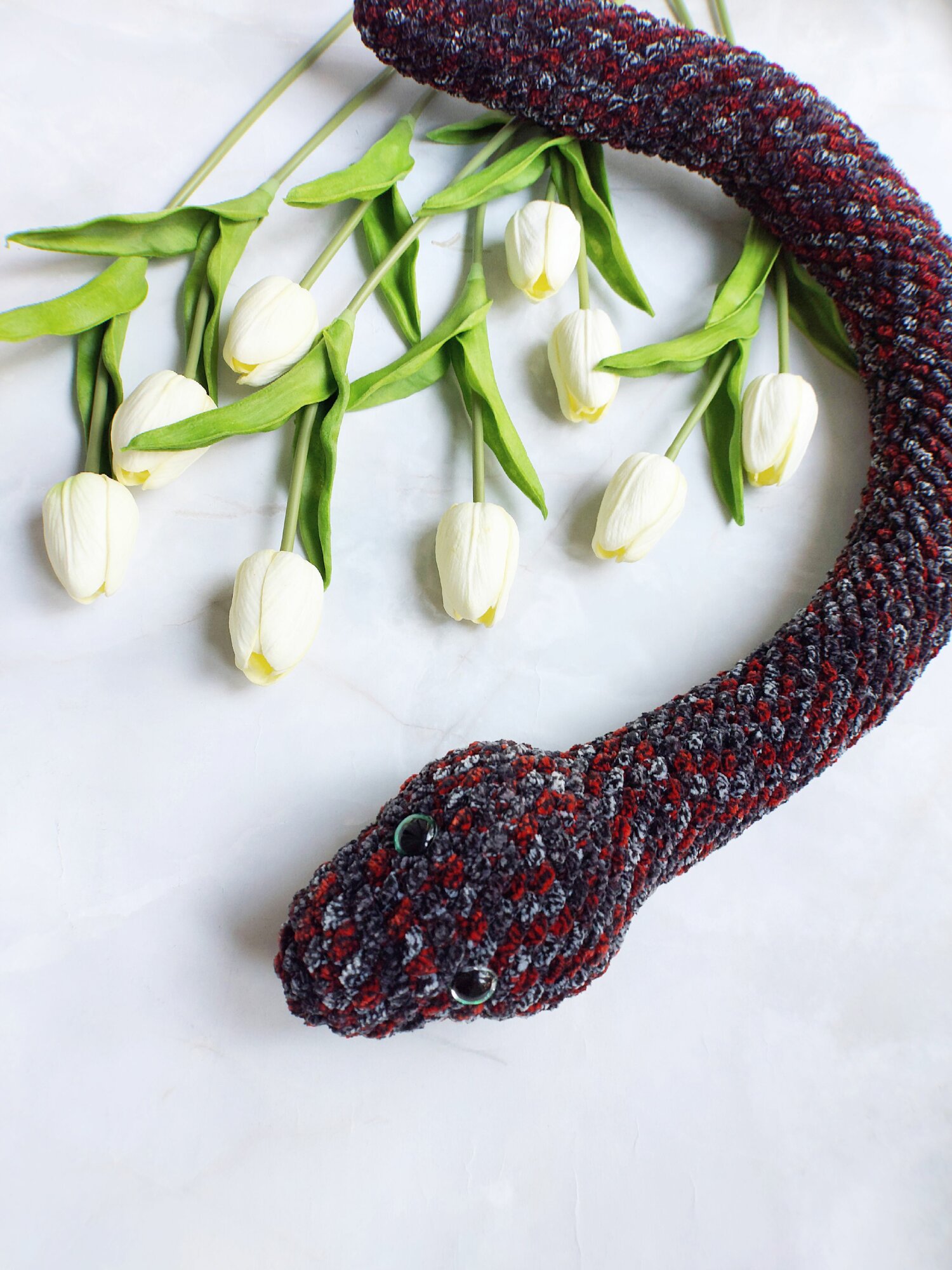 Вязаная Змея - символ года Змея плюшевая, ручная работа