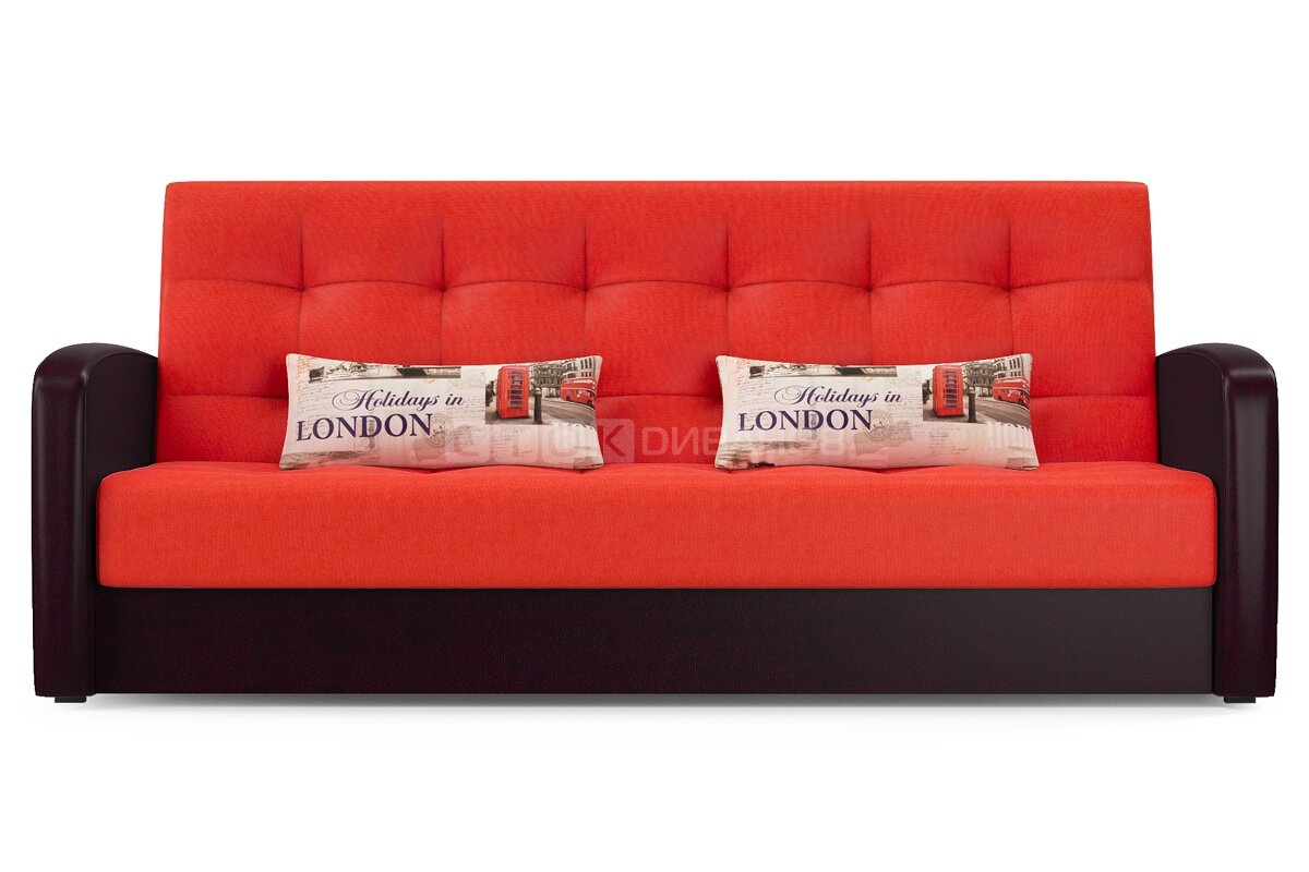 Диван Сток Диванов Диего-2 London коричневый/красный 214 см, механизм книжка