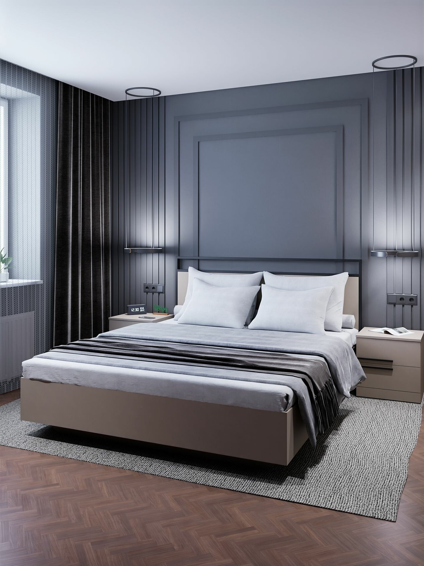 Кровать 160х200 с подъемным механизмом двуспальная Николь 7.16 Ивару для дома и спальни, ортопедическое основание, ящик для белья, кашемир, черный