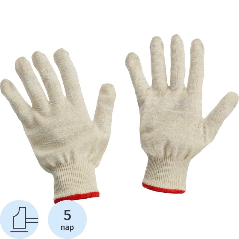 Перчатки защитные трикотажн комус б/ПВХ 38г 13кл руч. оверл бел р.9(5пар/уп)