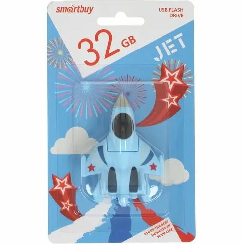 Память USB Flash 32 ГБ Smartbuy Wild Series "Истребитель" (SB32GBFI) - USB 2.0, до 20 Мбайт/сек, монолит с колпачком, резина