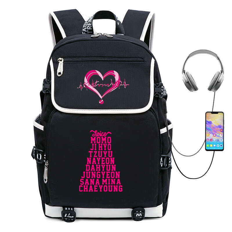 Дважды 4-Й мировой ТУР Ⅲ Рюкзак с концертным принтом, большая вместительная школьная USB-сумка для школьников с USB-портом