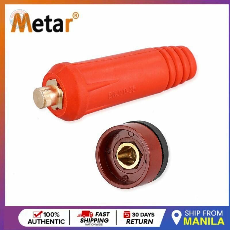 Комплект разъемов для сварки TIG DC 10-25 200А, EuroStyle розетка и штекер красного цвета, быстрая установка, надежное соединение кабеля