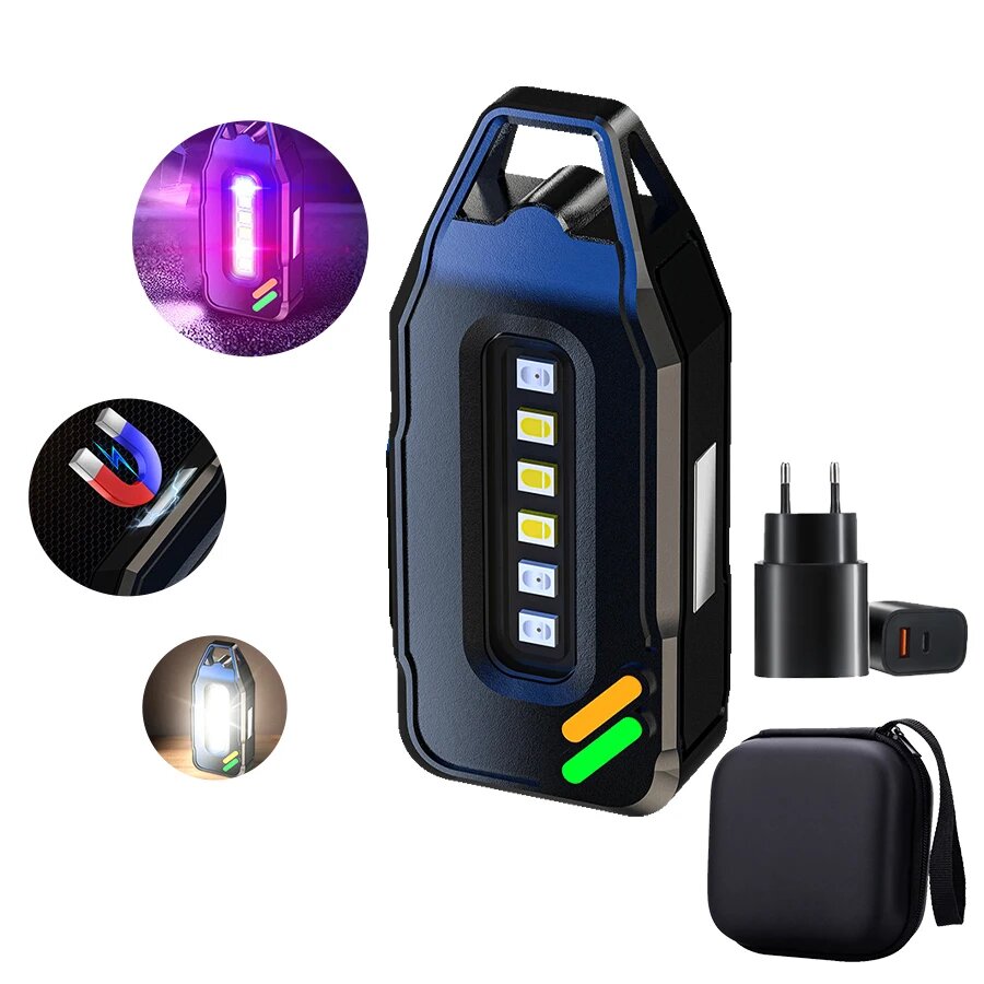 Мини-фонарик LED белый/черный, водонепроницаемый Black set