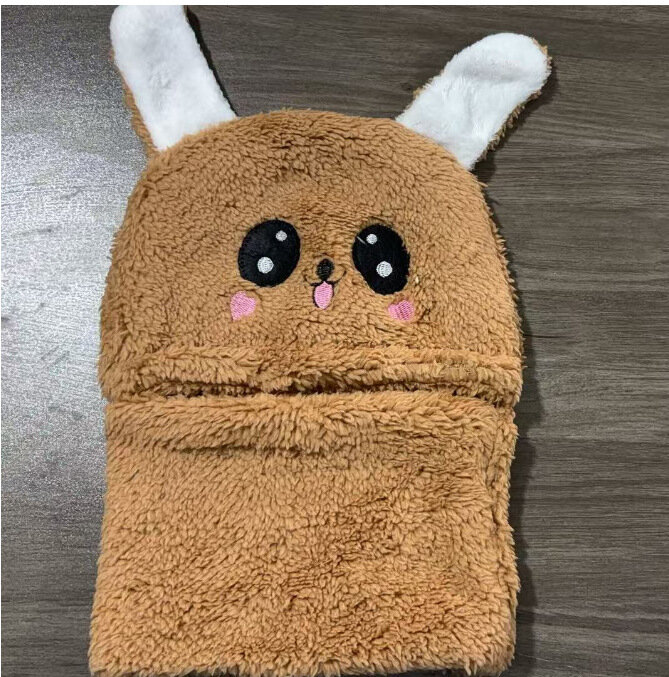Детские шапки, осень-зима 2025, теплый детский шарф с кроликом, цельная шапка с кроликом, чехол на шею для девочек, новый стиль
