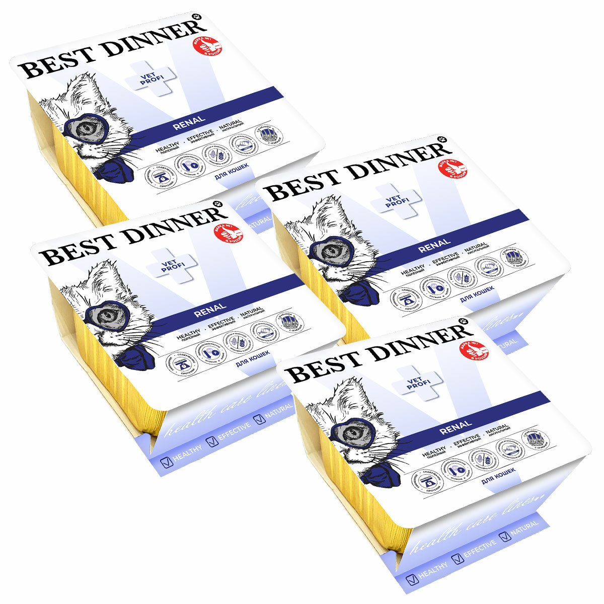 Корм влажный Best Dinner Vet Profi Renal для взрослых кошек при заболевании почек с ягненком паштет, 100 г х 4 шт