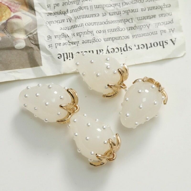 Подвески из клубничных бусин из смолы, для ожерелья и сережек своими руками, Аксессуары для изготовления ювелирных изделий