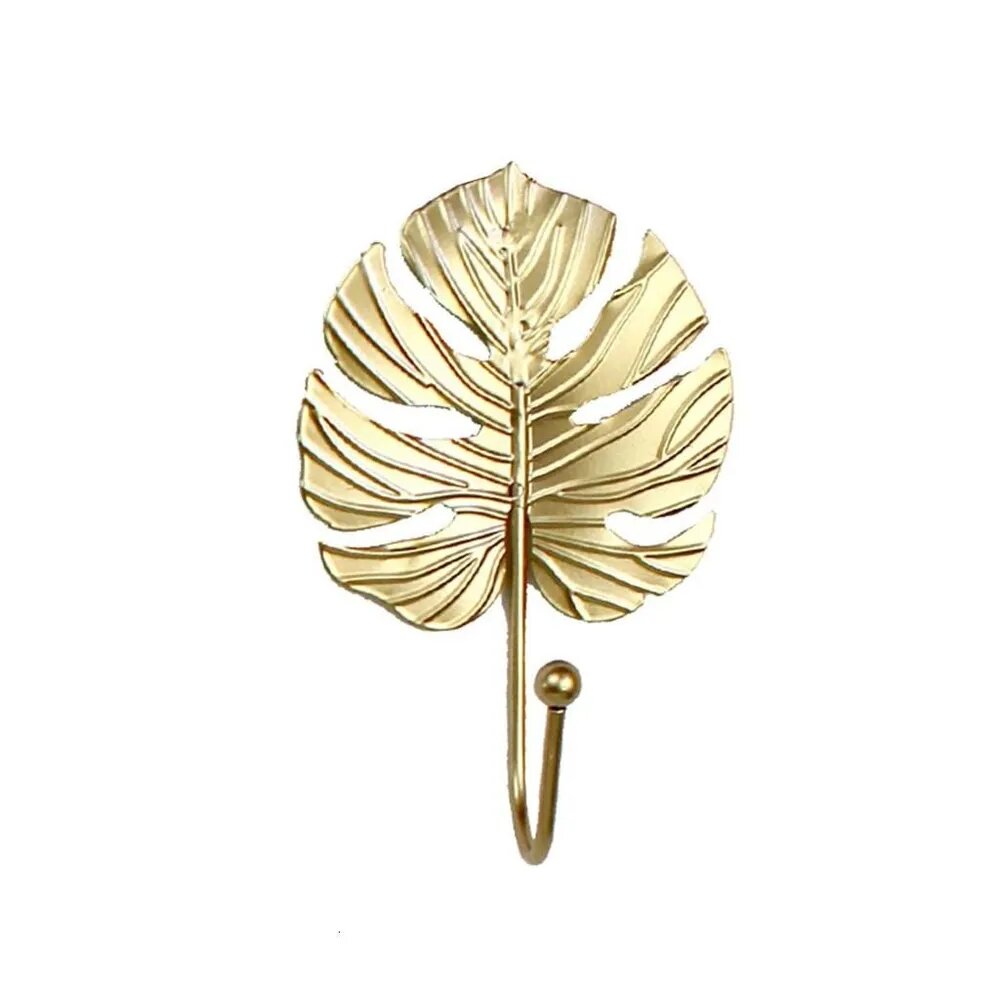 Кованый настенный крючок в форме листа для зонтов и ключей, Золото - Раздел D