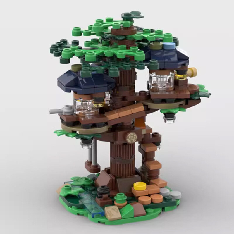 MOC-126557 Мини-творческий домик на дереве, классическая зимняя детская сборка, маленькое здание, подарок