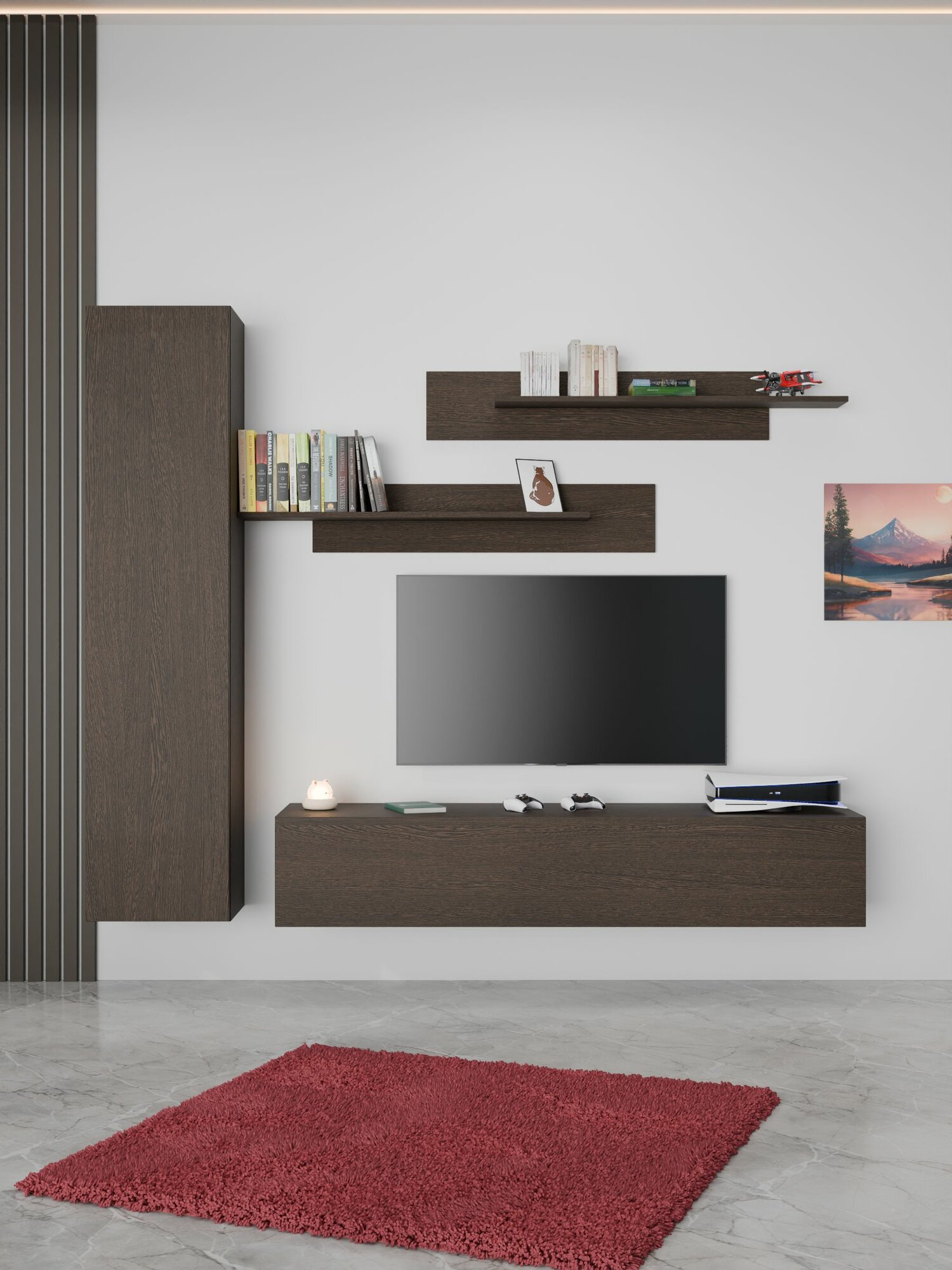 Стенка в гостиную, стенка для гостиной Флекс, подвесная 200х170х40 см (ШхВхГ), венге