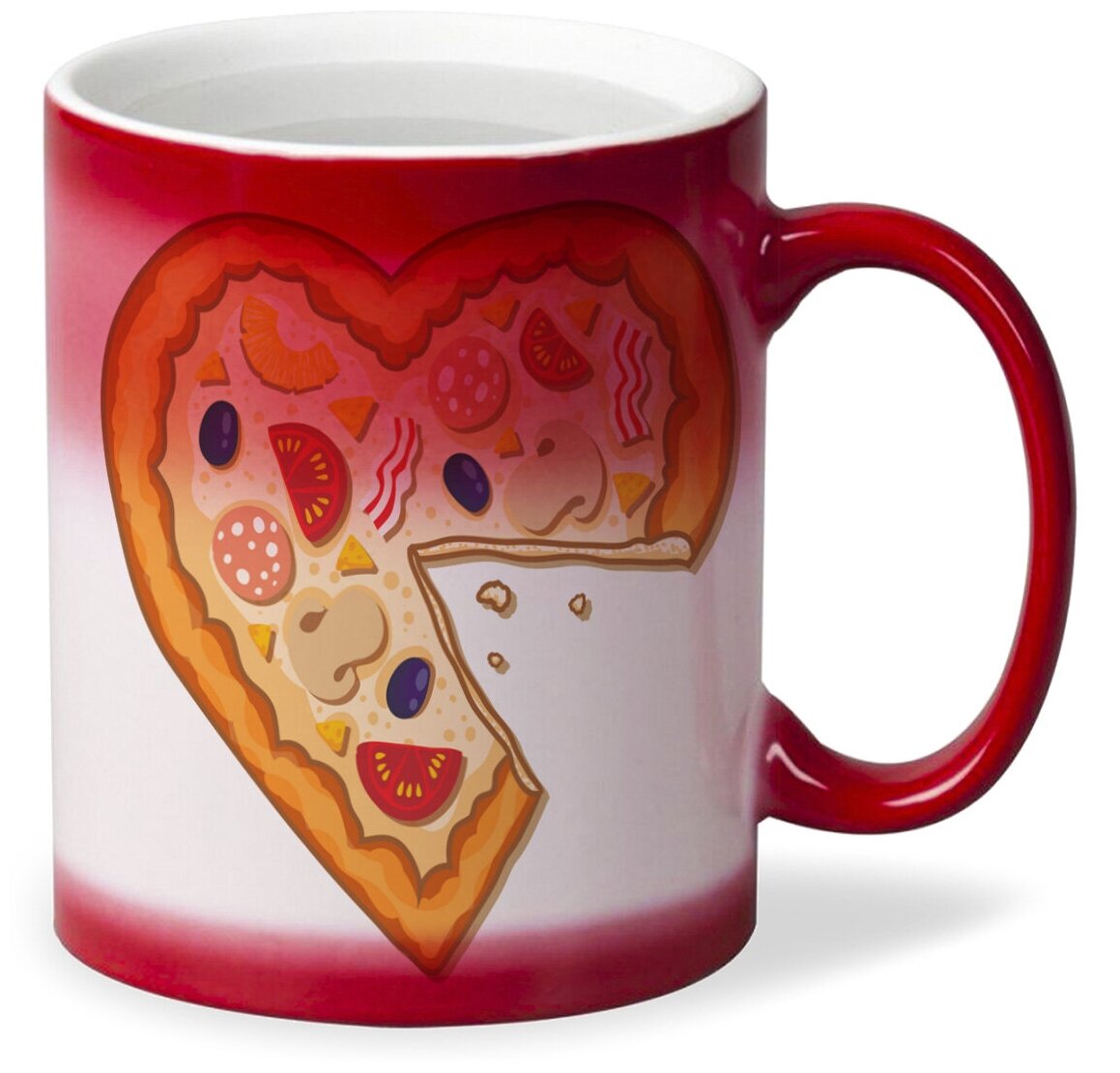 Кружка хамелеон красный CoolPodarok Кусочек пиццы