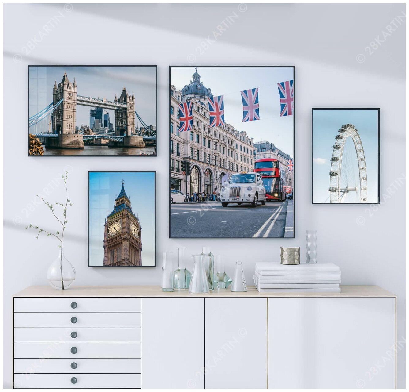 Постер 4 шт без рамки "Лондон Англия" набор картин для интерьера