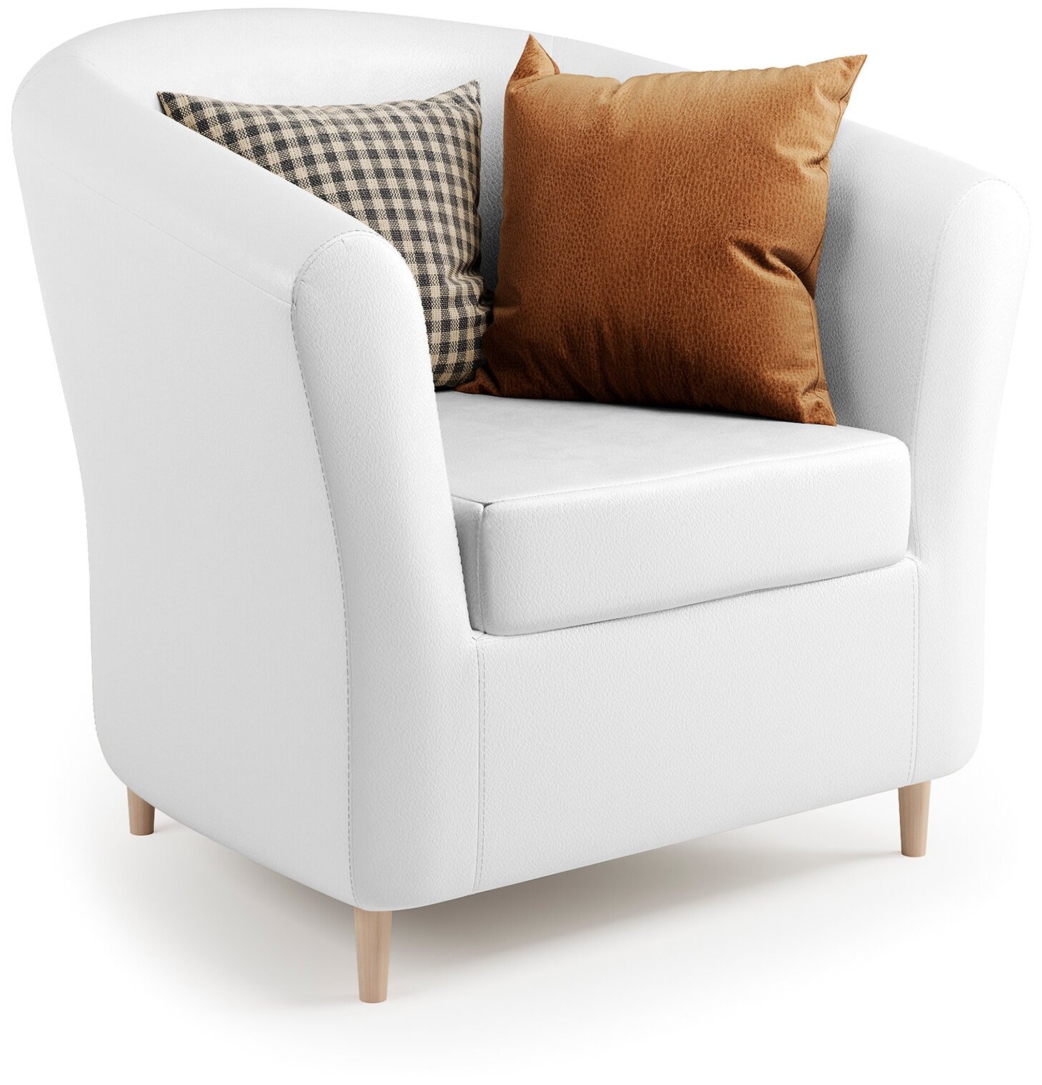 Кресло Евро Лайт белая экокожа, с подлокотниками, 82х82х76 см