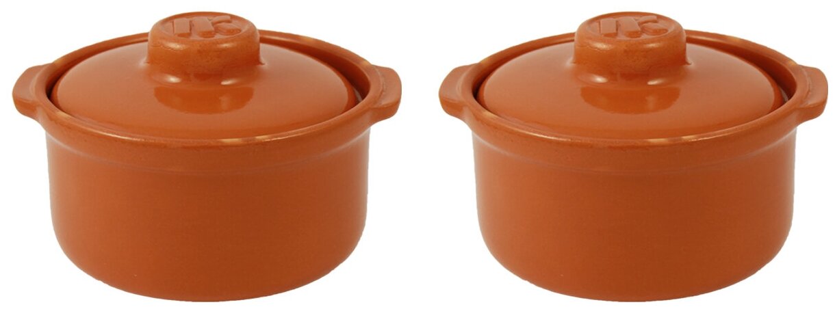 Набор горшков-сотейников Ломоносовская Керамика "Глинка", терракотовые, 0.4 л, 2 шт