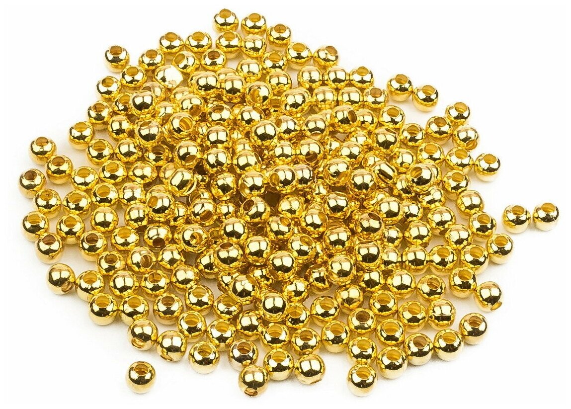 Бусины металлические круглые, цвет золото, размер 4 мм, 240 штук