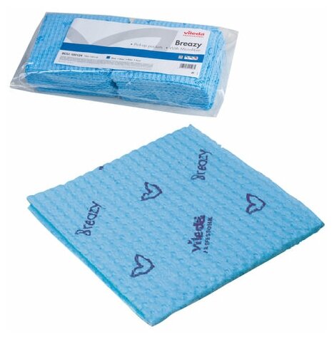 Салфетка VILEDA "Бризи", комплект 25 шт, объемное микроволокно, голубая, 35х35 см, 120124