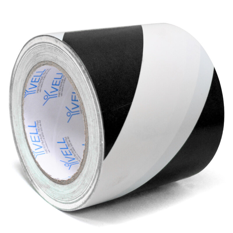 Набор Лента Vell Standart для разметки самоклеящаяся, ПВХ 100мм х 33м х 0.15 мм, черно-белый {1355303} (3 шт)