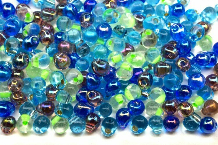 Бисер MIYUKI Drops 3,4мм MIX11 Карибское море, микс Caribbean Blue, 10 грамм