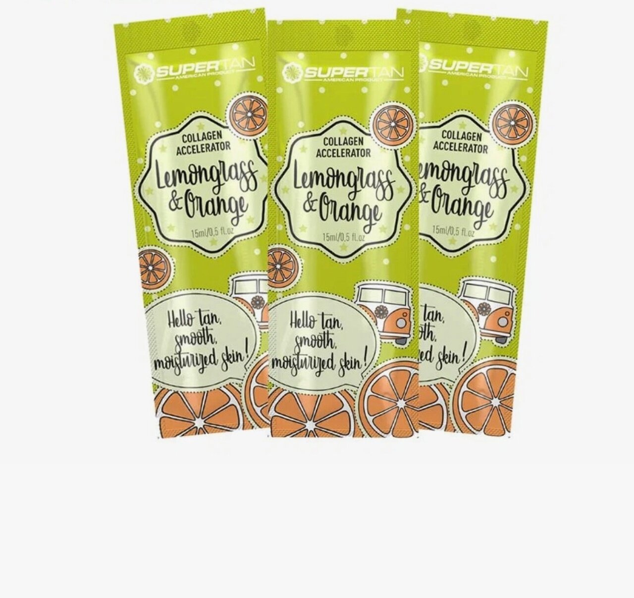 Super Tan Lemongrass & Orange усилитель + коллаген, аромат: лимон-апельсин 3 штуки*15 мл (45мл)