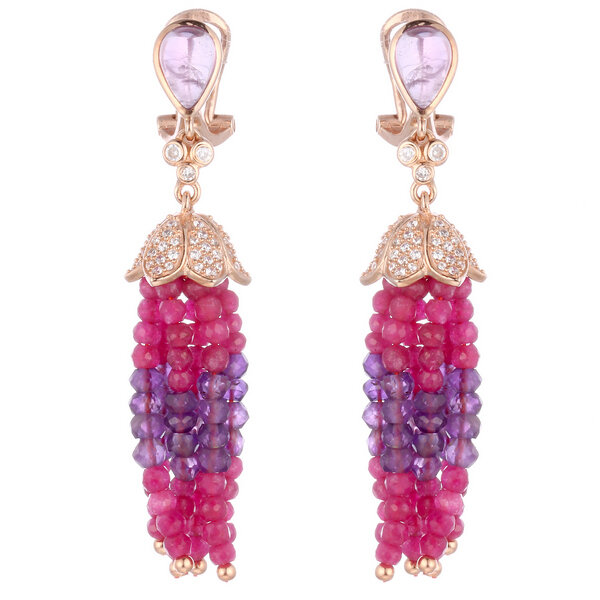 Серьги ELEMENT47, серебро, 925 проба, аметист
