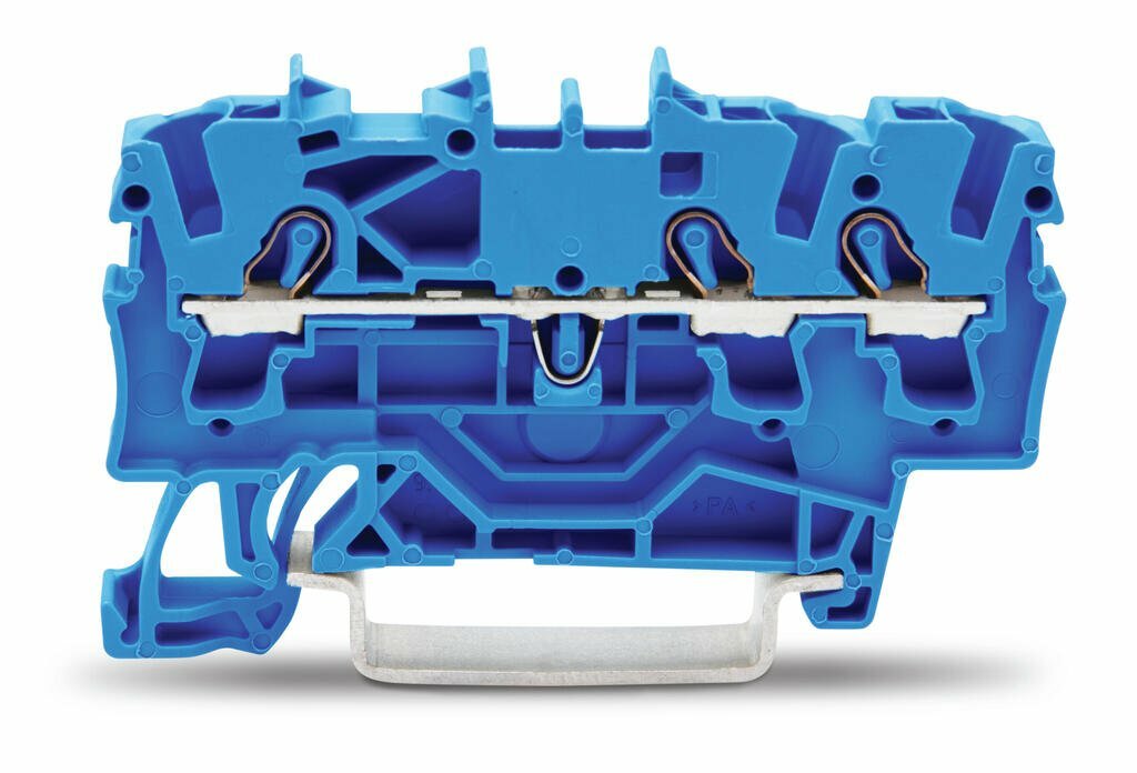 Клемма трехпроводная проходная 0.25-2.5(4)мм. кв. на DIN рейку | код. 2002-1304 | WAGO (2шт. в упак.)