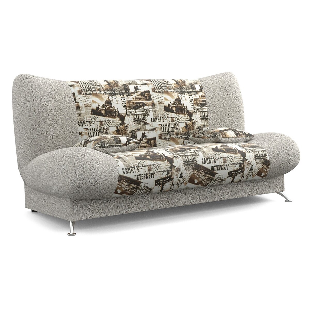 Диван Сток Диванов Хилтон City бежевый, механизм книжка, с ящиком для хранения, флок антикоготь