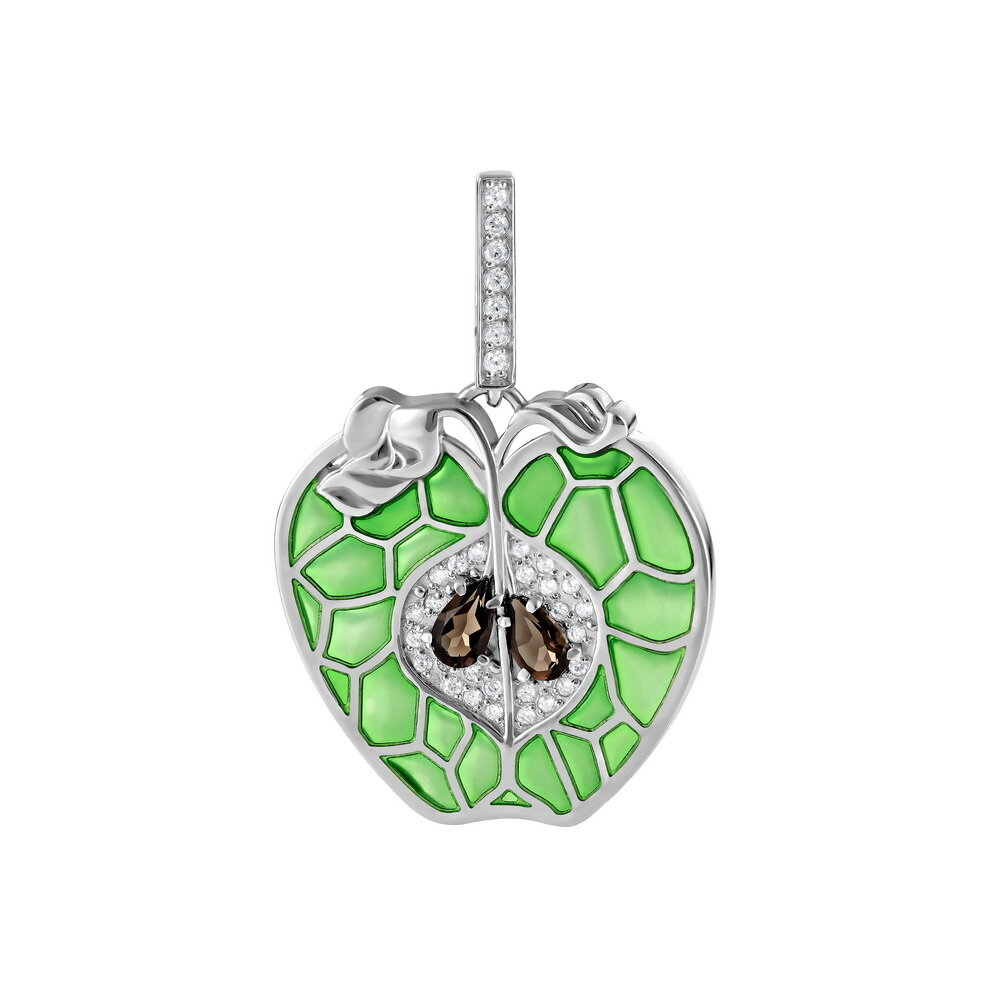 Подвеска, серебро, 925 проба, фианит, раухтопаз