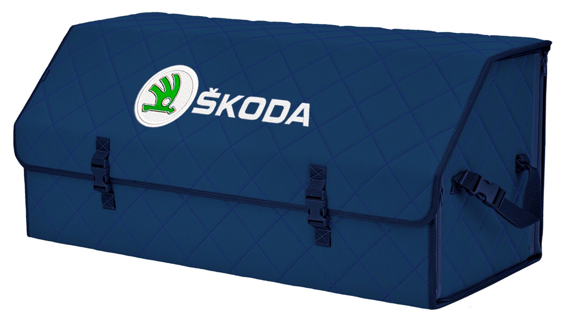 Органайзер-саквояж "Союз" в багажник Skoda (Шкода), размер XXL. Цвет: синий с синей прострочкой Ромб.