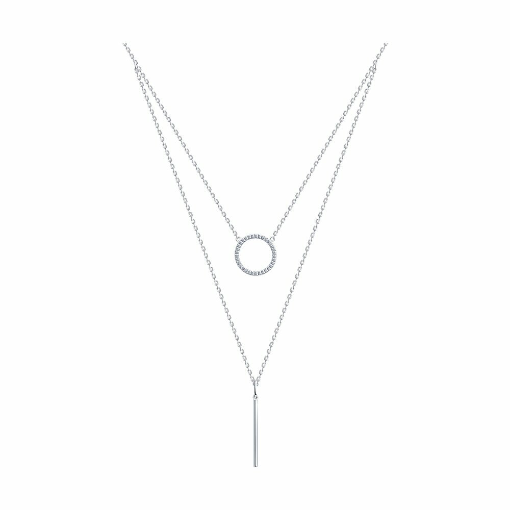 Колье, серебро, 925 проба, родирование, фианит